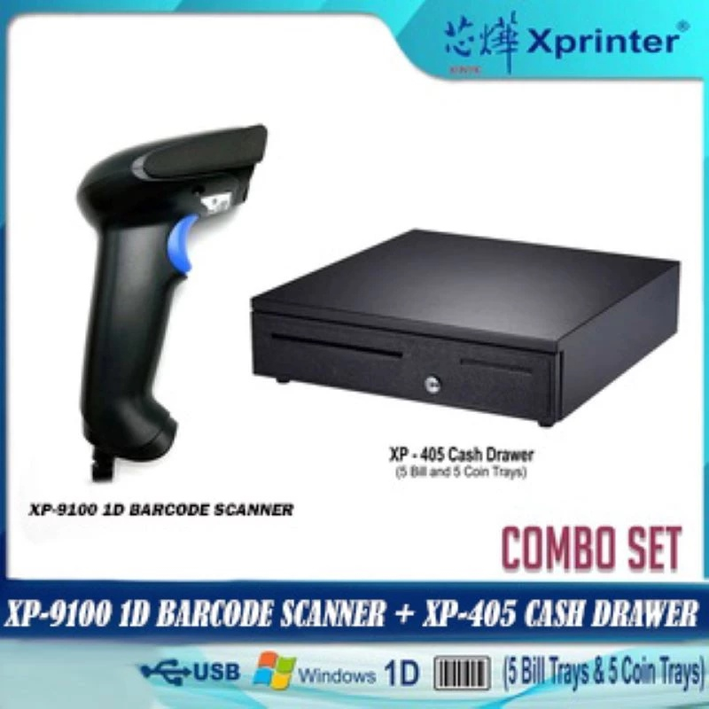 Xprinter XP-405 Heavy Duty Cash Drawer POS System 5 Bills, 5 Coins Box ...