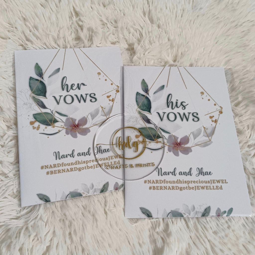 1 pair - His and Her Wedding Vows Card - Sage Green / Emerald Green ...