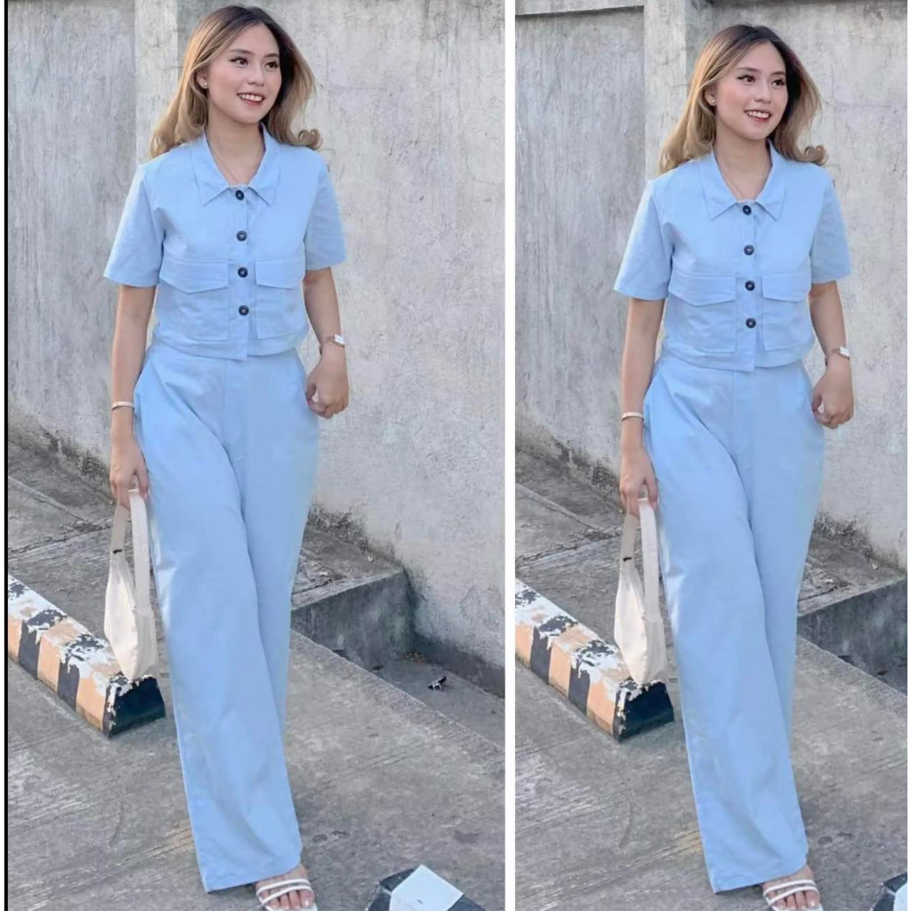 ERICA COORDINATES/ TOP AND PANTS SET / FREE SIZE SMALL TO SEMI- LARGE ...