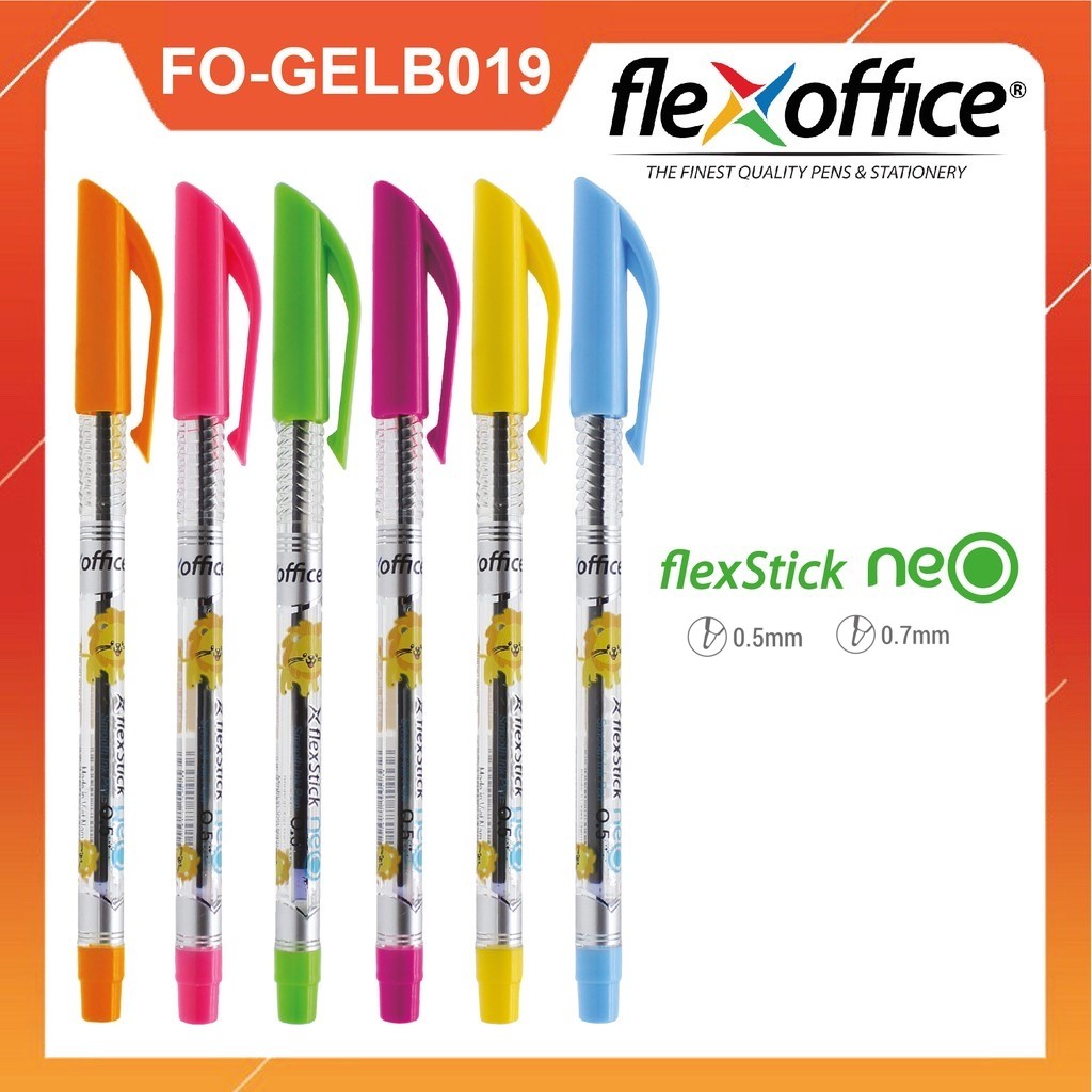 12pcs /0.7mm Flexoffice FO-GELB019 flexstick NEO smooth ink pen ballpen ...