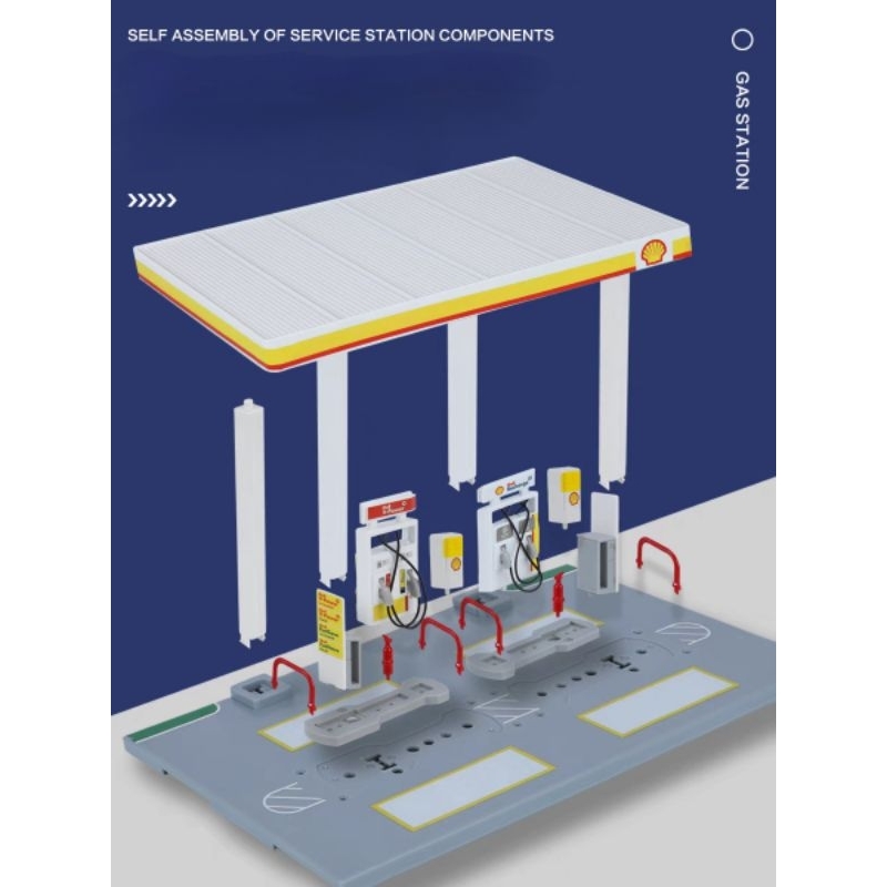 CCA Gas Station DIY with diecast car models 1:72 Volvo Truck Oil Tanker ...