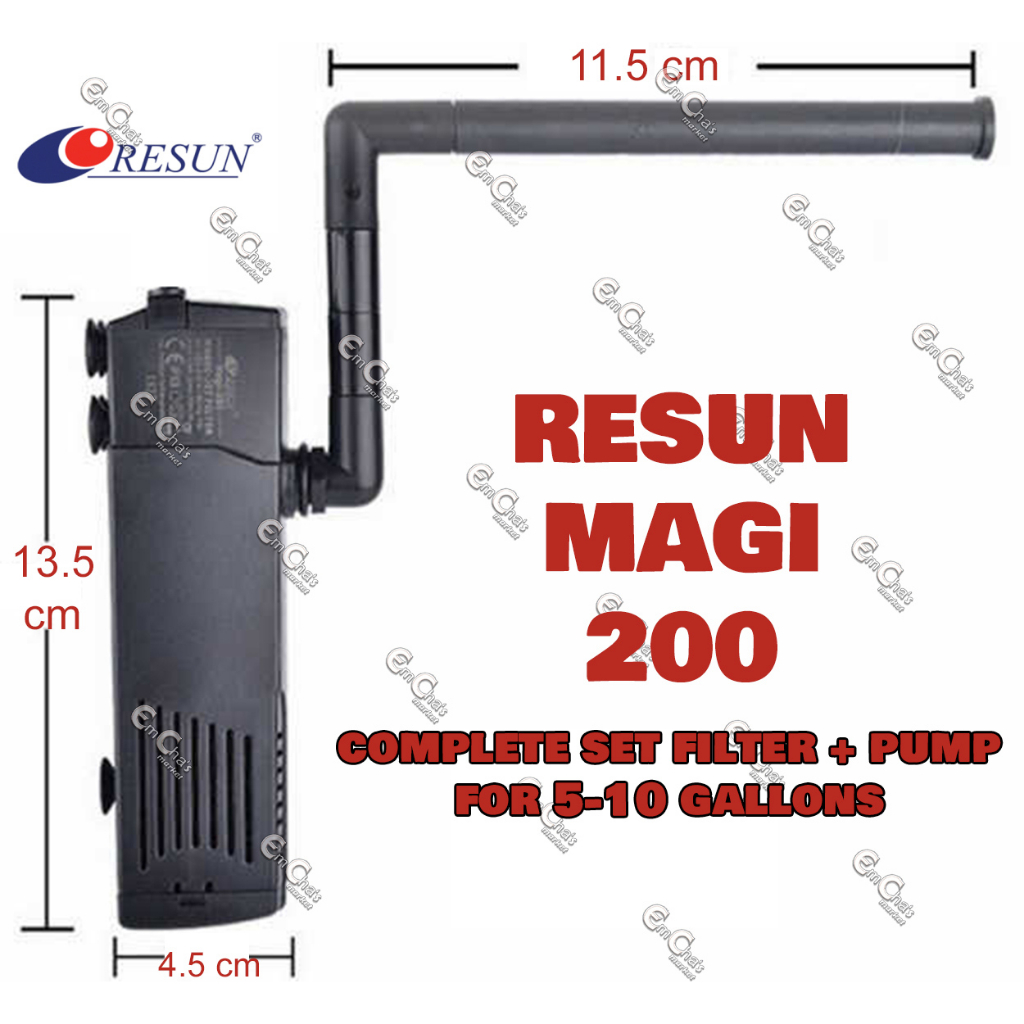 Resun Magi 200 Power Filter Pump w Oxygen Set (For 2.5- 5 Gal)Aquarium ...