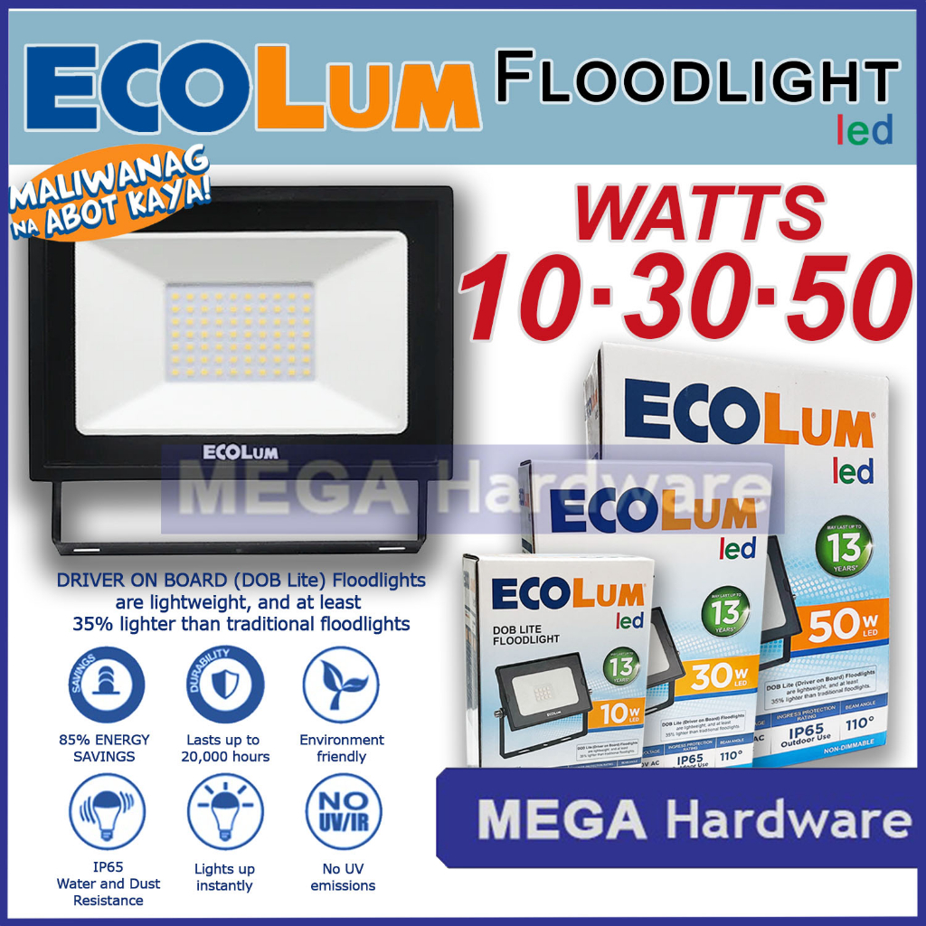 Firefly or Ecolum Weatherproof DOB LED Flood light Daylight | Shopee ...