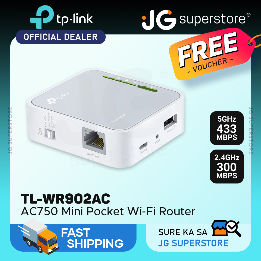 TP-Link TL-WR902AC AC750 Dual Band Wireless Wi-Fi Travel Router 433Mbps ...