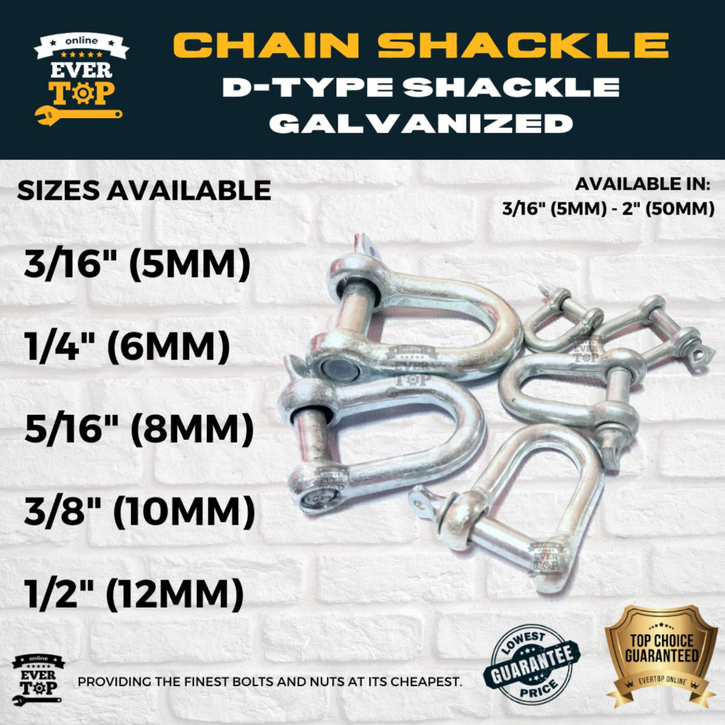 3/16" - 1/2" D-Type Galvanized Chain Shackle Anchor Shackles GI D ...