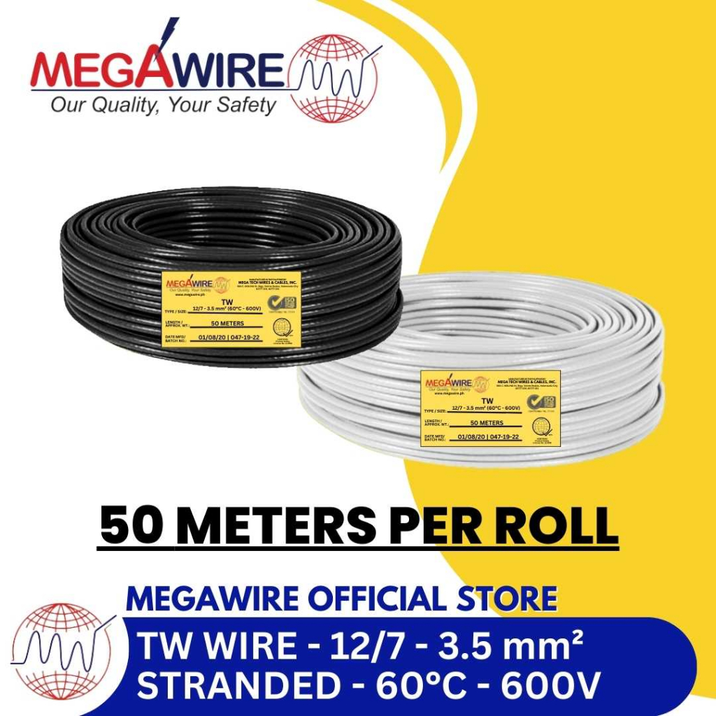 TW 12/7 - 3.5mm² (50M) - 60°C, 600V, STRANDED (50 METERS) | Shopee Philippines