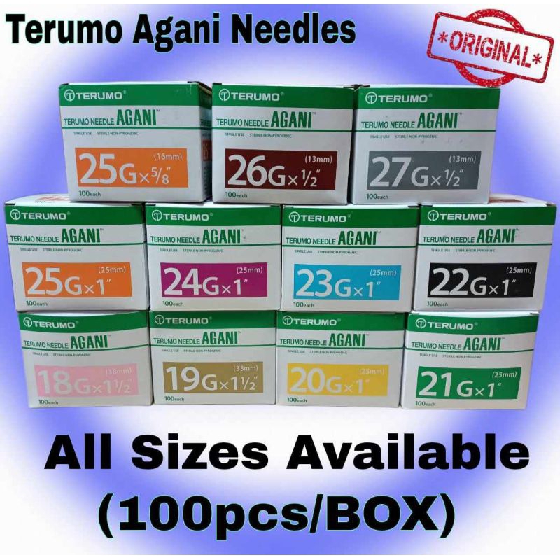 Terumo Agani Needle G18 to G27 (ALL SIZES AVAILABLE 100pcs/ BOX ...