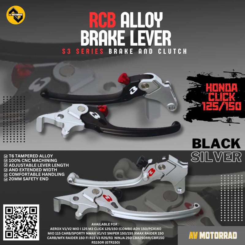 RCB S3 Brake Lever for Honda Click V2 125/150 | Shopee Philippines