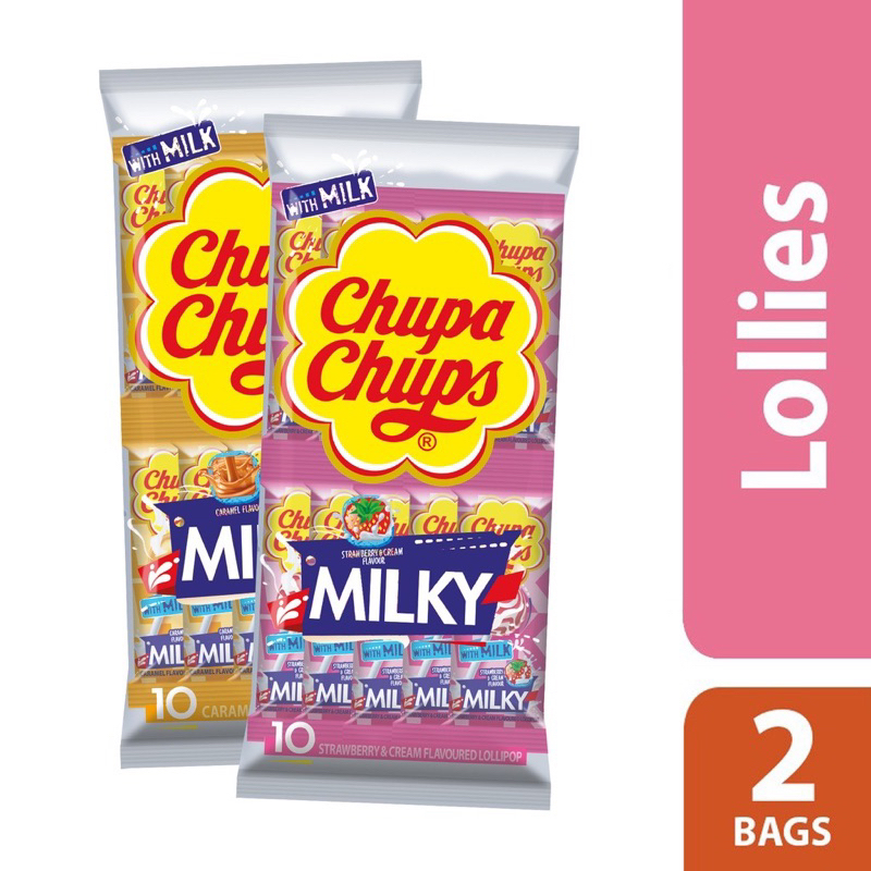 Chupa Chups Milky Caramel 10s and Strawberry and Cream 10s | Shopee ...
