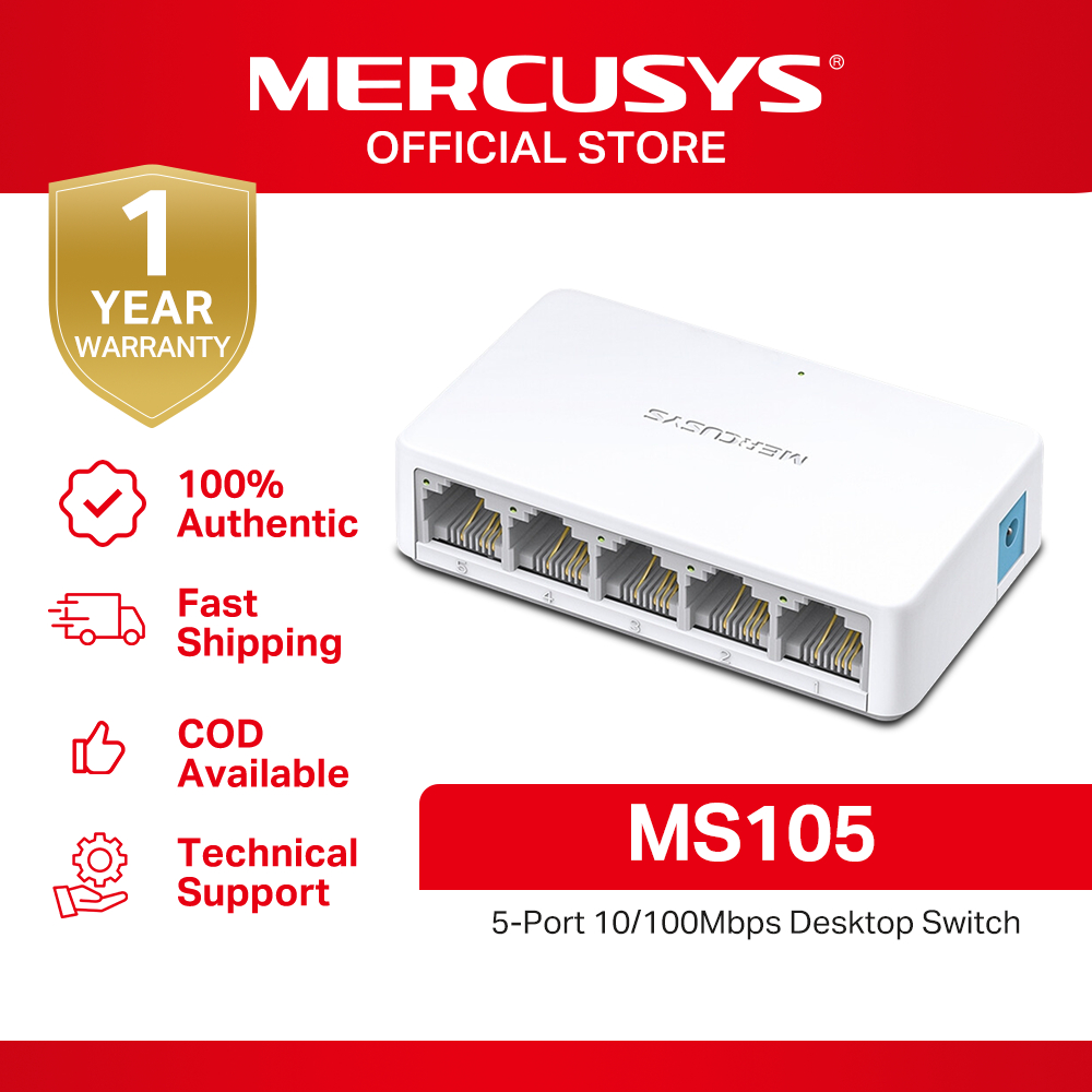 Mercusys MS105 5-Port 10/100Mbps Desktop Network Switch | Shopee ...
