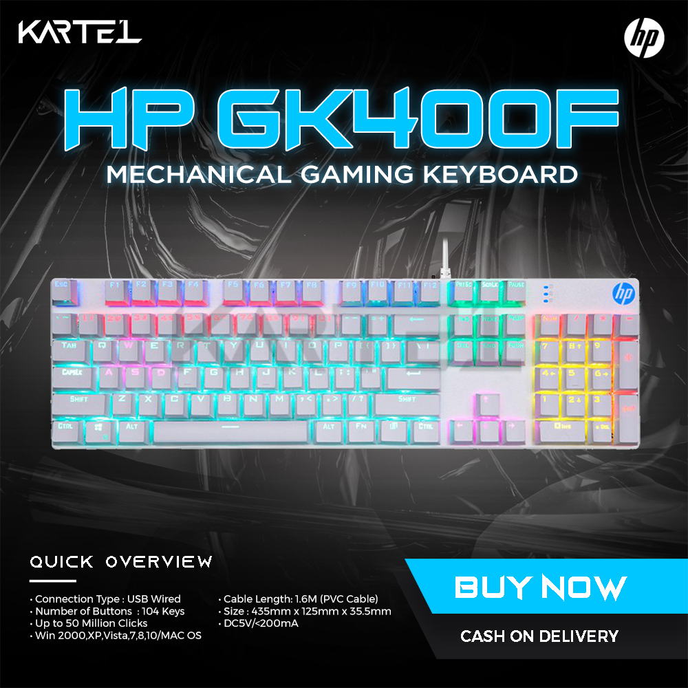 HP GK400F WHITE MECHANICAL GAMING KEYBOARD HP-GK400F | Shopee Philippines