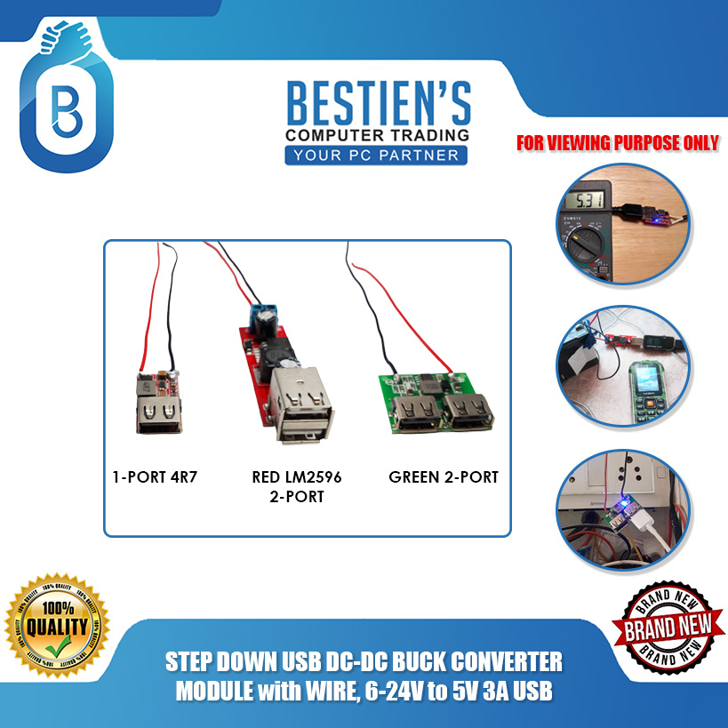 STEP DOWN USB DC-DC BUCK CONVERTER MODULE with WIRE, 6-24V to 5V 3A USB ...