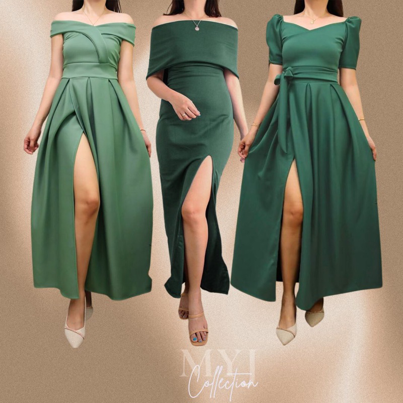SHADES OF DARK AVOCADO GREEN FORMAL DRESSES | Shopee Philippines
