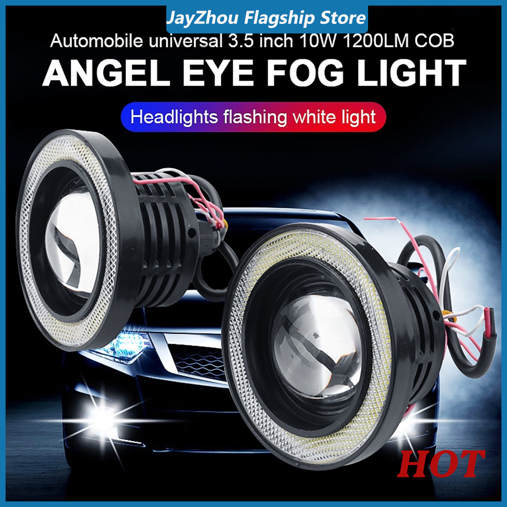 2pcs 3.5 inch Car COB LED Angel Eyes Fog Light Ring Lens Projector Halo Ring Fog Lamp | Shopee ...