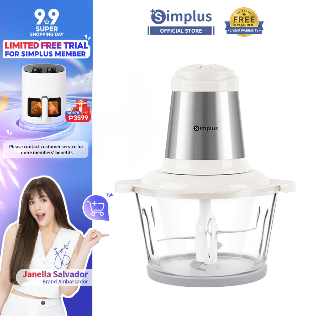 Simplus 2L Electric Meat Grinder Stainless Steel Chopper and Blender ...