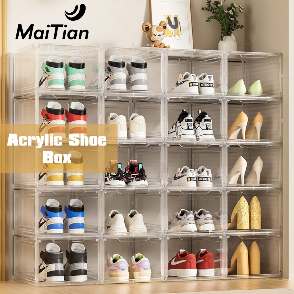 MAITIAN Acrylic Shoe Box Clear ShoeBox Hard Plastic Shoes Box Organizer ...