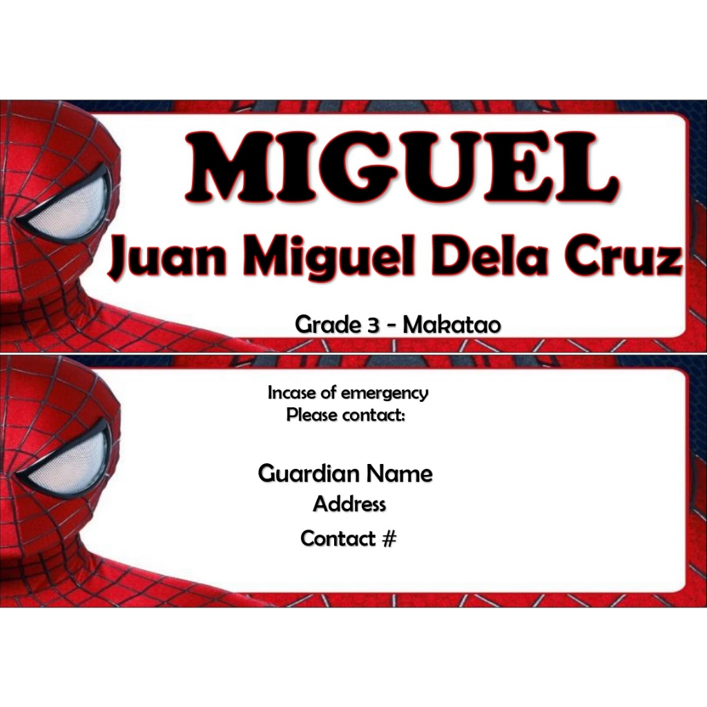 PVC / Laminated Name Plate/ Name Tag for kids back to back print size 2 ...