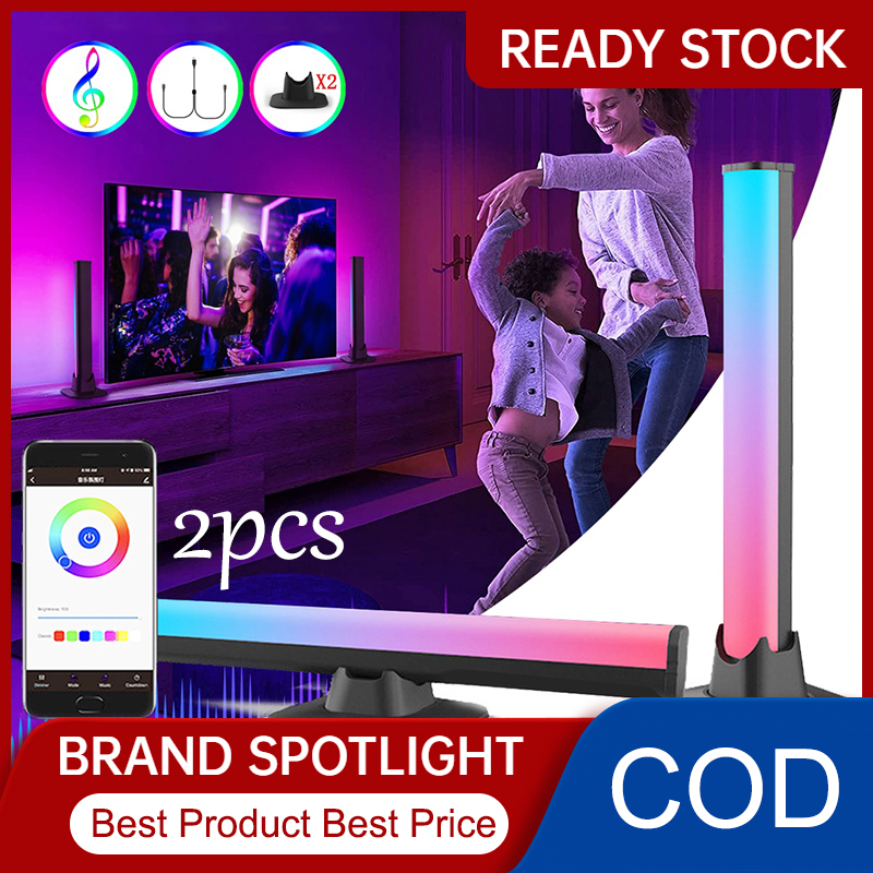 2Pcs LED RGB Light Bar Stick Night Music Syn APP Control LED Lights USB ...