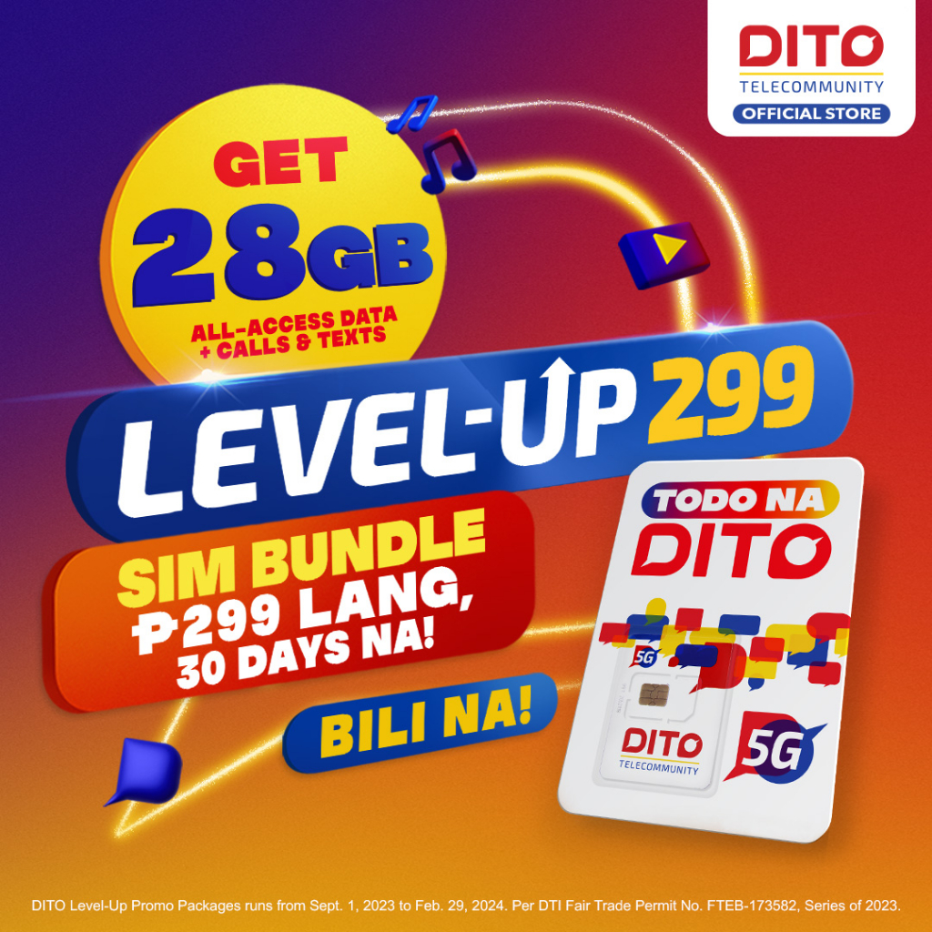 DITO 5G SIM with Level-Up 299 Bundle (28GB Data) | Shopee Philippines