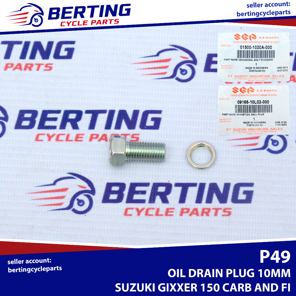 SGP M10 10mm OIL DRAIN PLUG WITH GASKET Suzuki Gixxer 150 Carb & FI ...