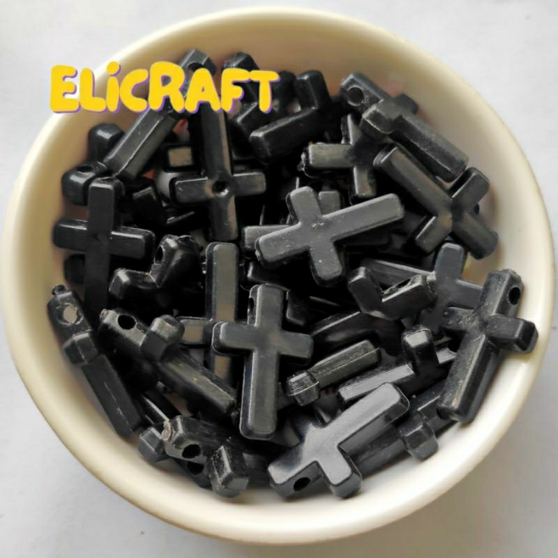 50 PCS 20MM DIY cross beads plastic rosary charms pendant souvenir ...