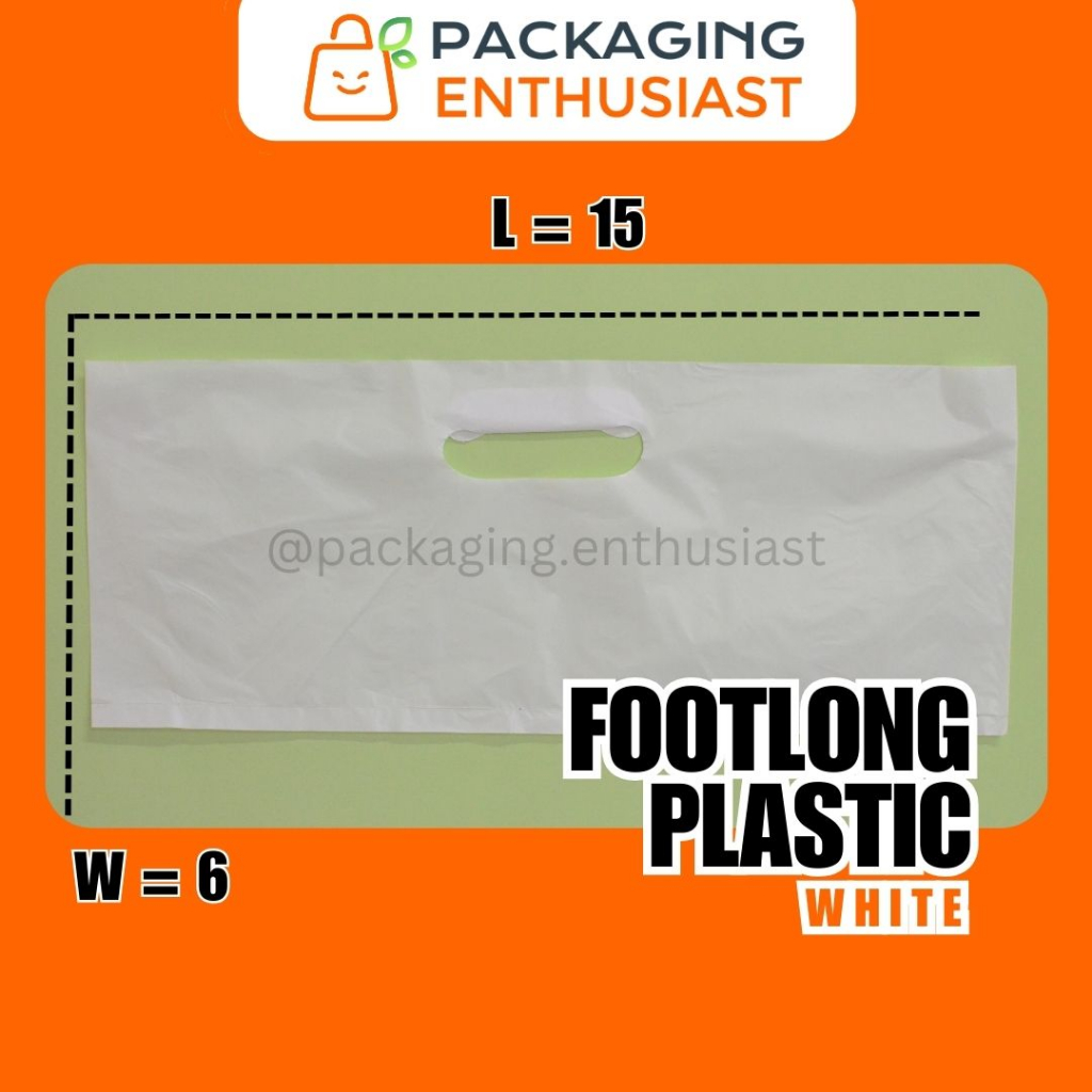 YUMMY Hotdog Plastic Wrapper / Footlong Plastic Bag PLAIN WHITE (100 ...