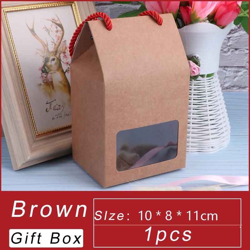 Kraft Paper Box Window Food Packaging Box Reusable Banquet Candy Gift ...