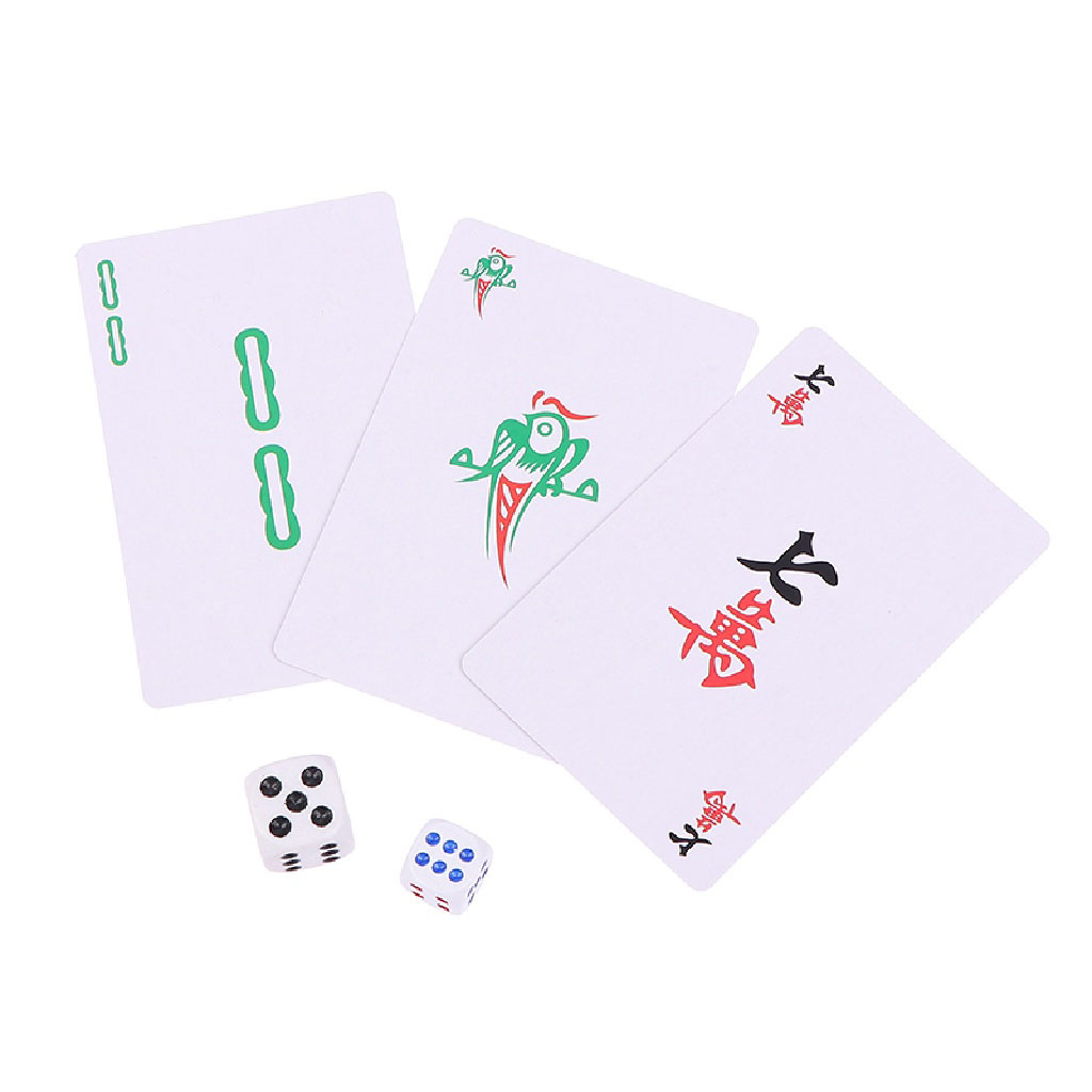 Mahjong Cards Games Set Travelling Mahjong 144 Cards +2 Dice Board ...