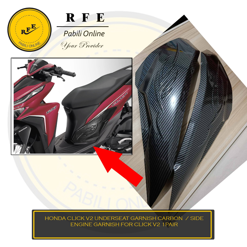 HONDA CLICK V2 UNDERSEAT GARNISH CARBON / SIDE ENGINE GARNISH FOR CLICK ...