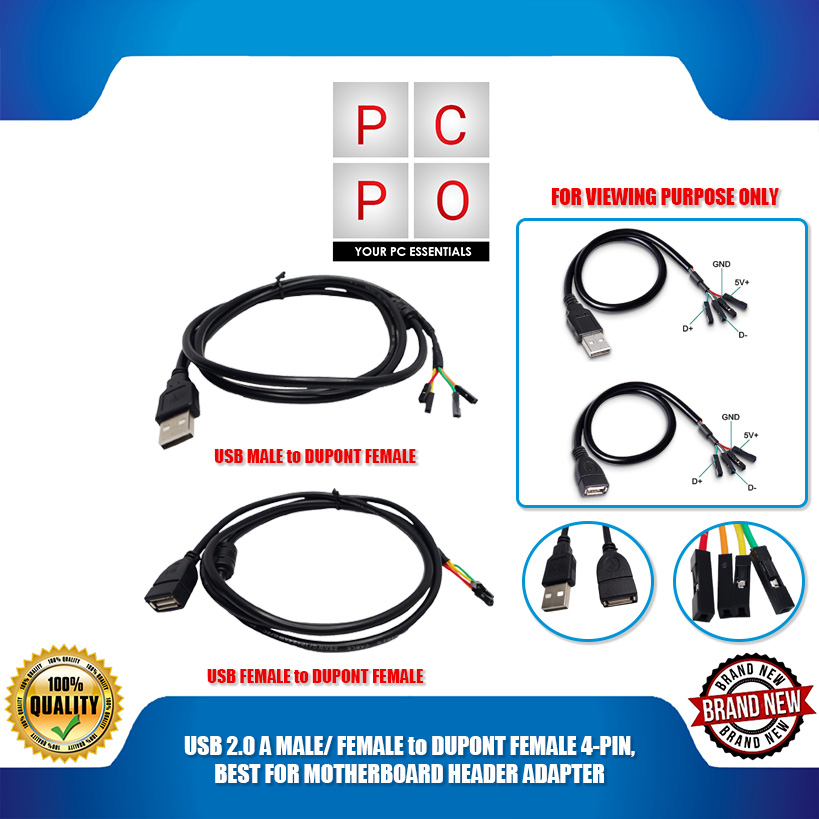 PC PO USB 2.0 A MALE/ FEMALE to DUPONT FEMALE 4-PIN, BEST FOR ...