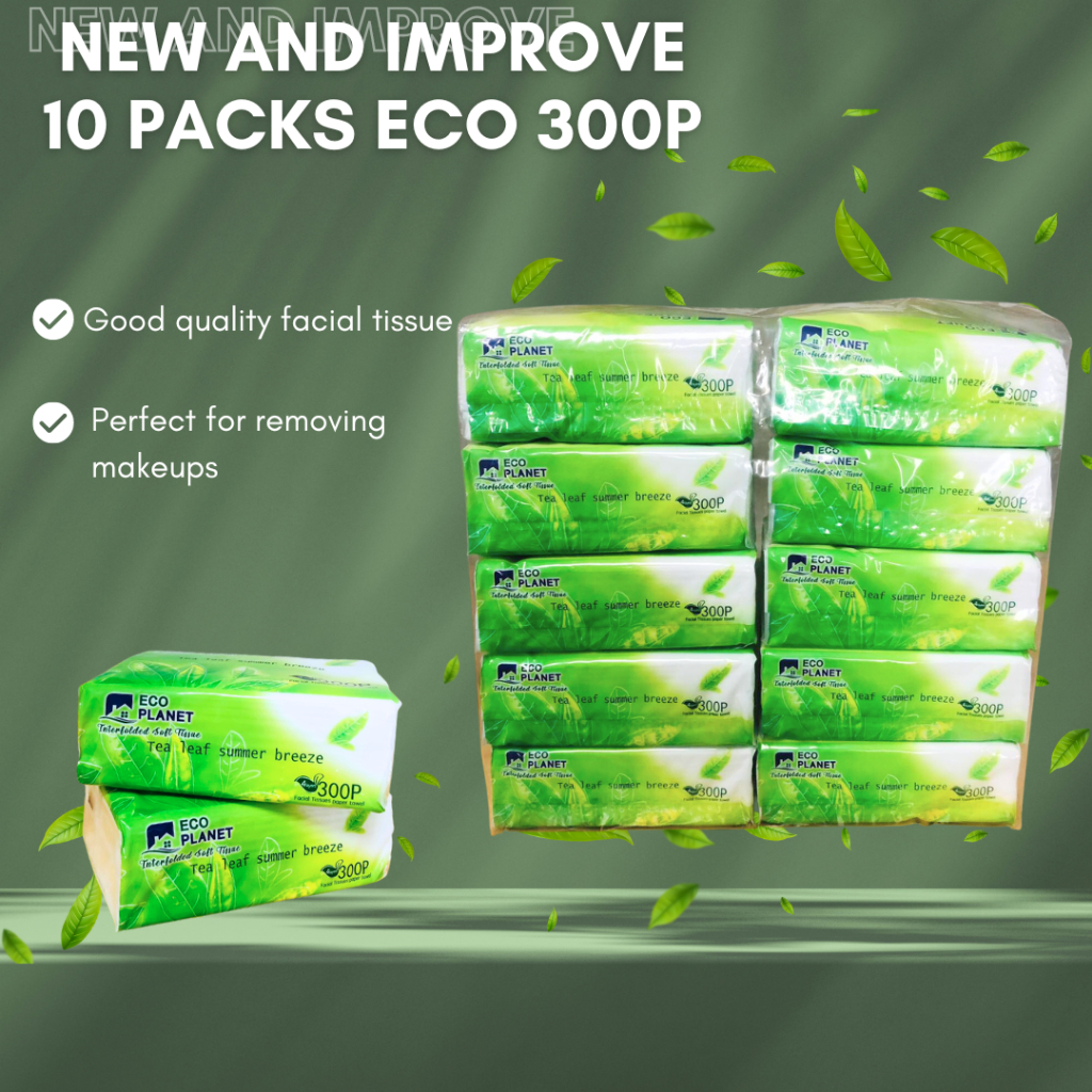 OSCPH Eco 4ply 300p 10 packs Soft Facial Tissue Unscented Facial Tissue ...