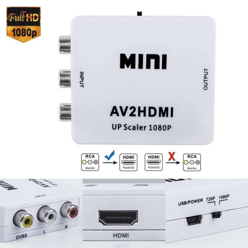 RCA/AV TO HDMI 1080P Mini AV2HDMI Converter RCA AV/CVSB L/R To HDMI ...