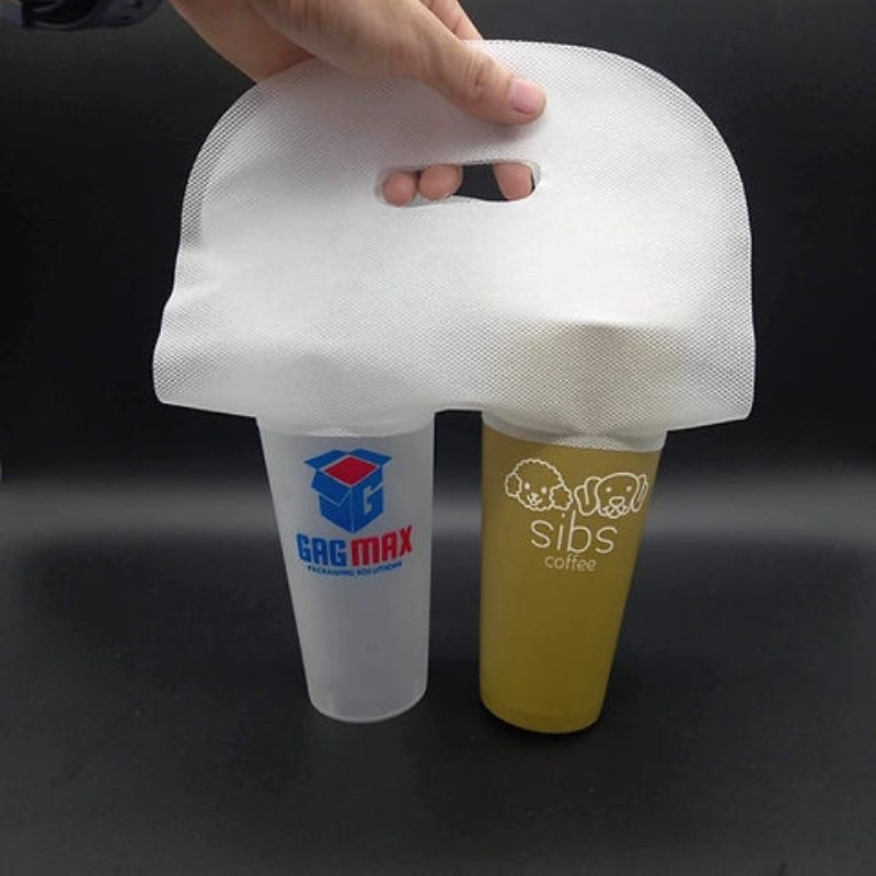 [100pcs] Single Double Carrier Ecobag for Milk Tea Cups Takeout Carrier ...