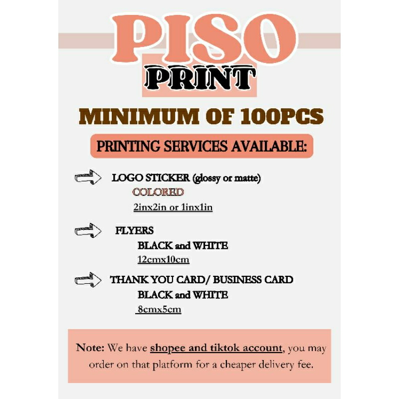 PISO PRINT (logo sticker, flyers, thank you card, and business card ...