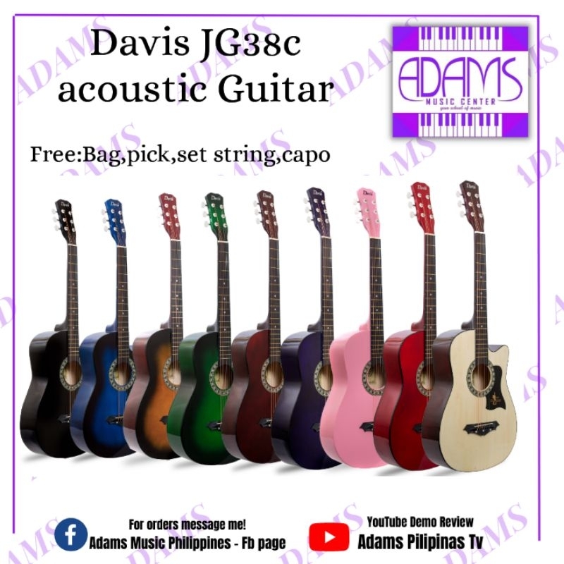 Jg 38"c Davis Guitar Free set up,bag,capo,set string,2pick | Shopee ...