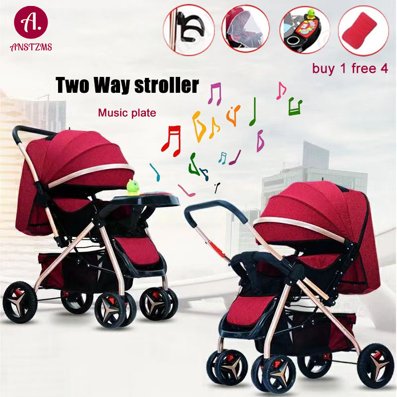 Baby Infant Stroller Reversible Handle Recline Adjustable Back Rest for ...