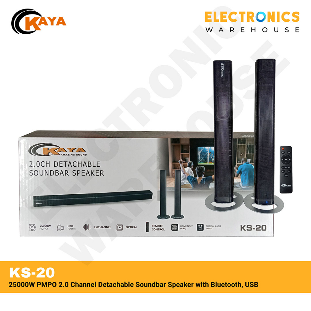 Kaya KS-20 2.0 Channel Detachable Soundbar Speaker with 25000W PMPO ...