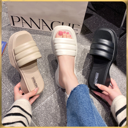2inches Thick Sole Casual Rubber Slipper One-Strap Slide Sandals for ...