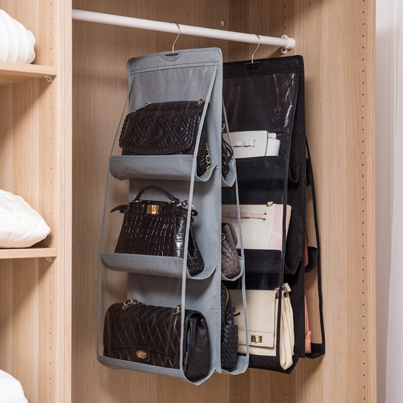Bag Storage Holder 6 Pockets Hanging Rack Organizer Bag Purse Handbag ...