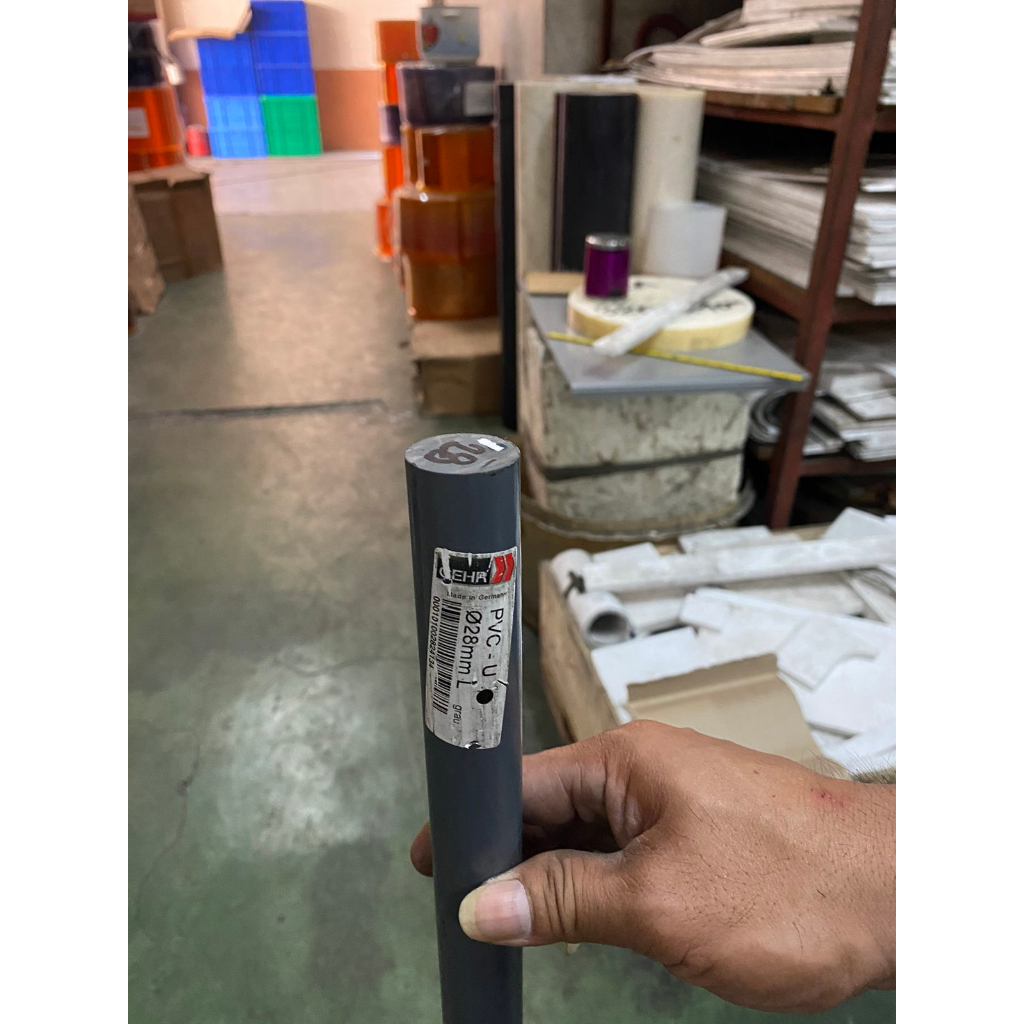 PVC Grey Rod size 28mm diameter x 1 foor or 1 meter Engineering Plastic ...