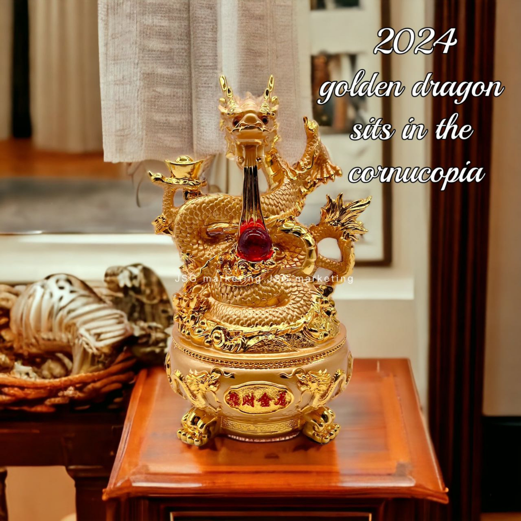 Vjnk.ph 2024 Gold Dragon sitting Cornucopia Statue Decor Figurines ...