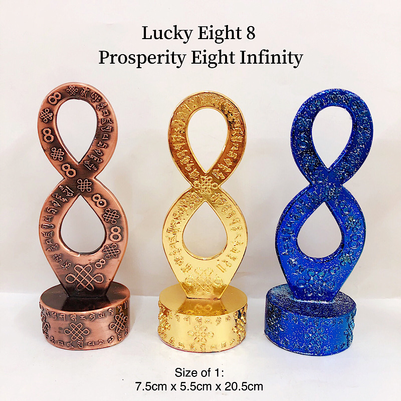 Fengshui Lucky Eight 8 Prosperity Eight Infinity Display (Gold) (Blue ...