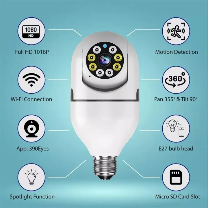 V380 pro CCTV Connect To Cellphone WiFi CCTV Bulb Night Vision Motion ...