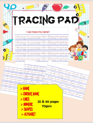 Tracing Pads for Kids 25 pages/40 pages 70gsm Customized Name | Shopee ...