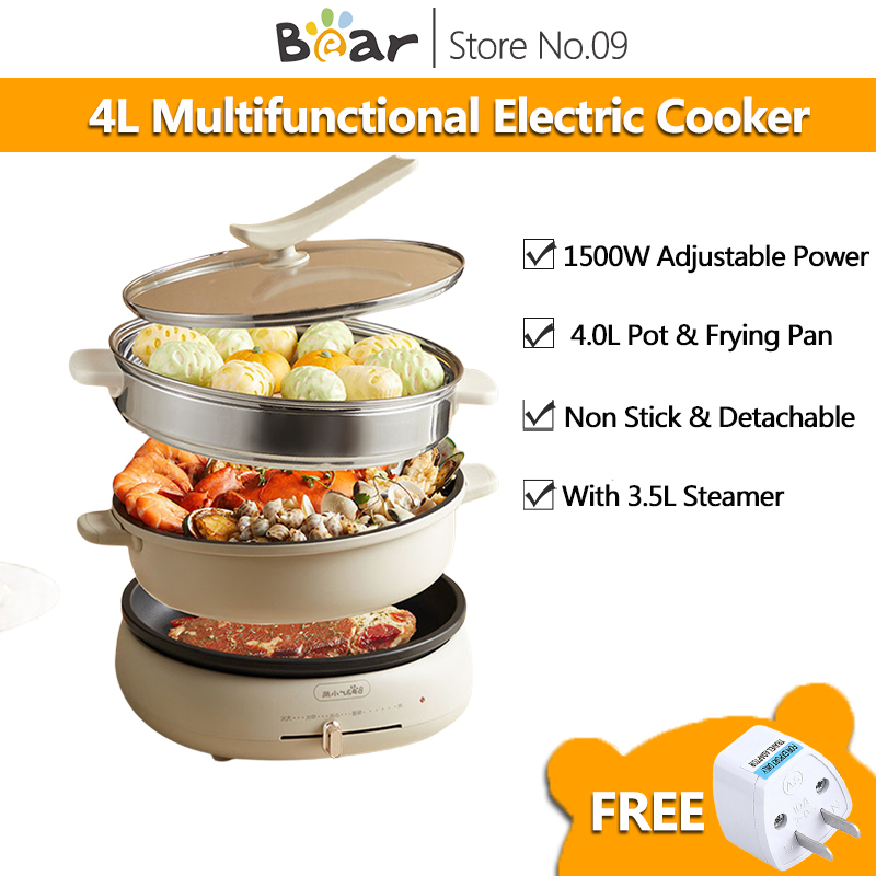 Bear 4L Rice Cooker With Steamer Non-Stick Multi-Function Electric Pot ...