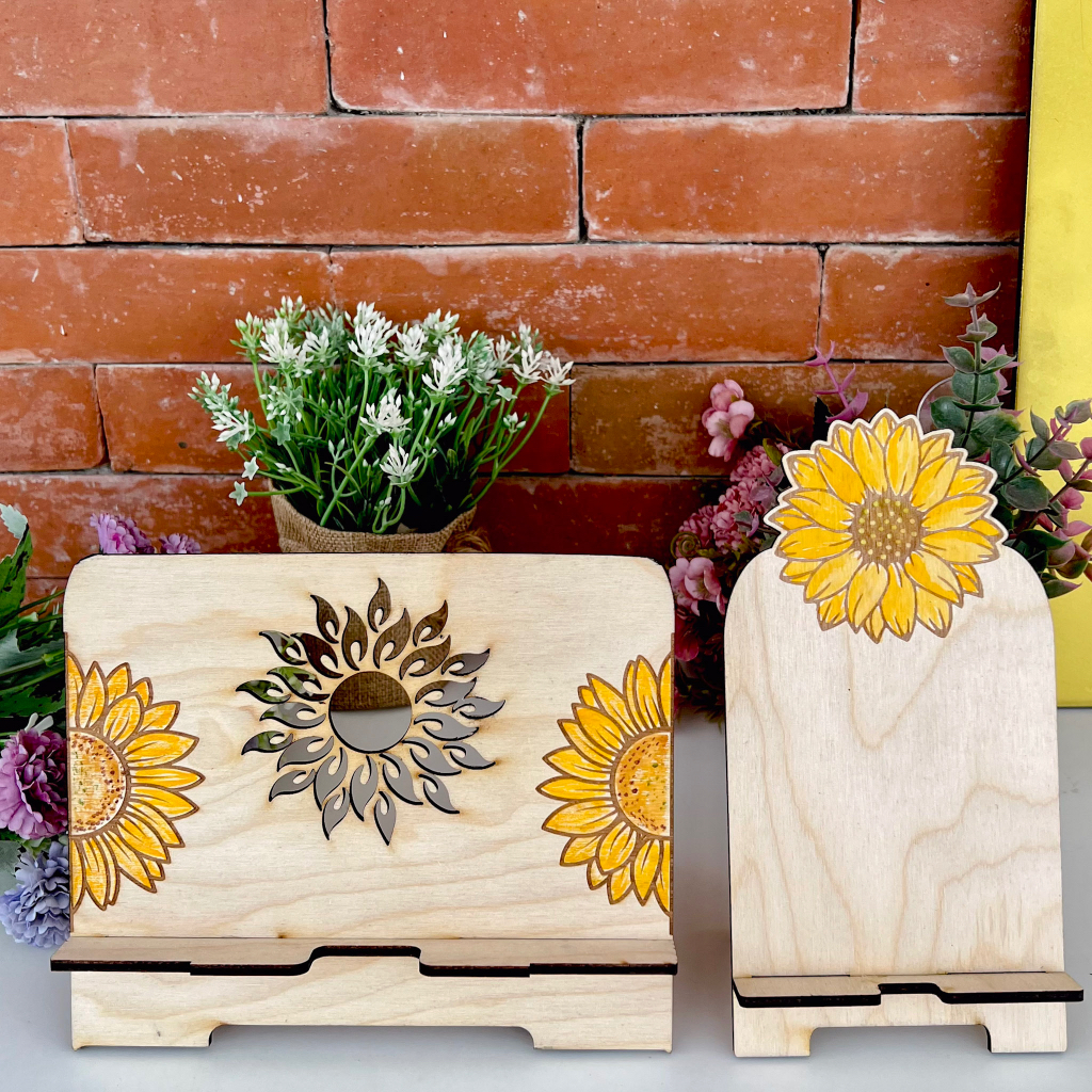 Sunflower Laser-Engraved Wooden Phone/Tablet Stand | Shopee Philippines