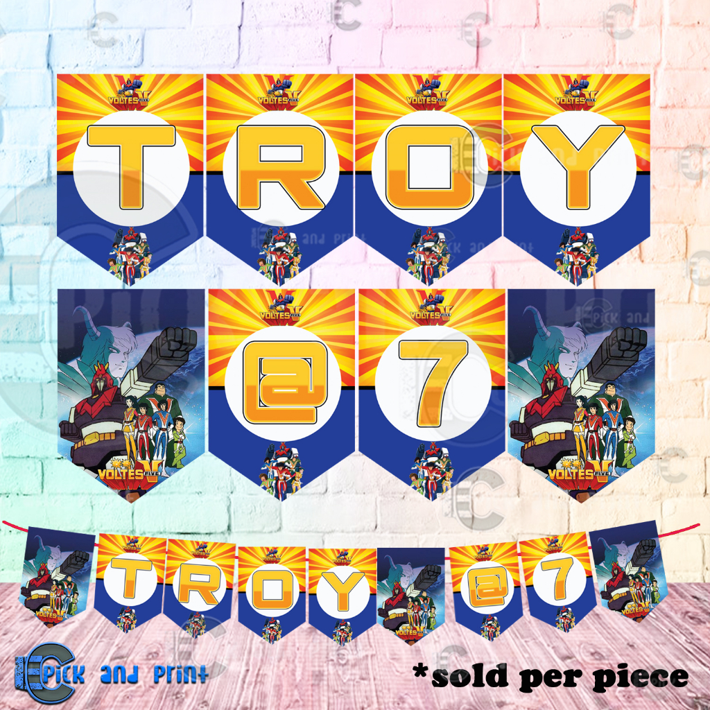 Personalized/Customized Voltes V Name Flag Banner Banderitas for DIY ...