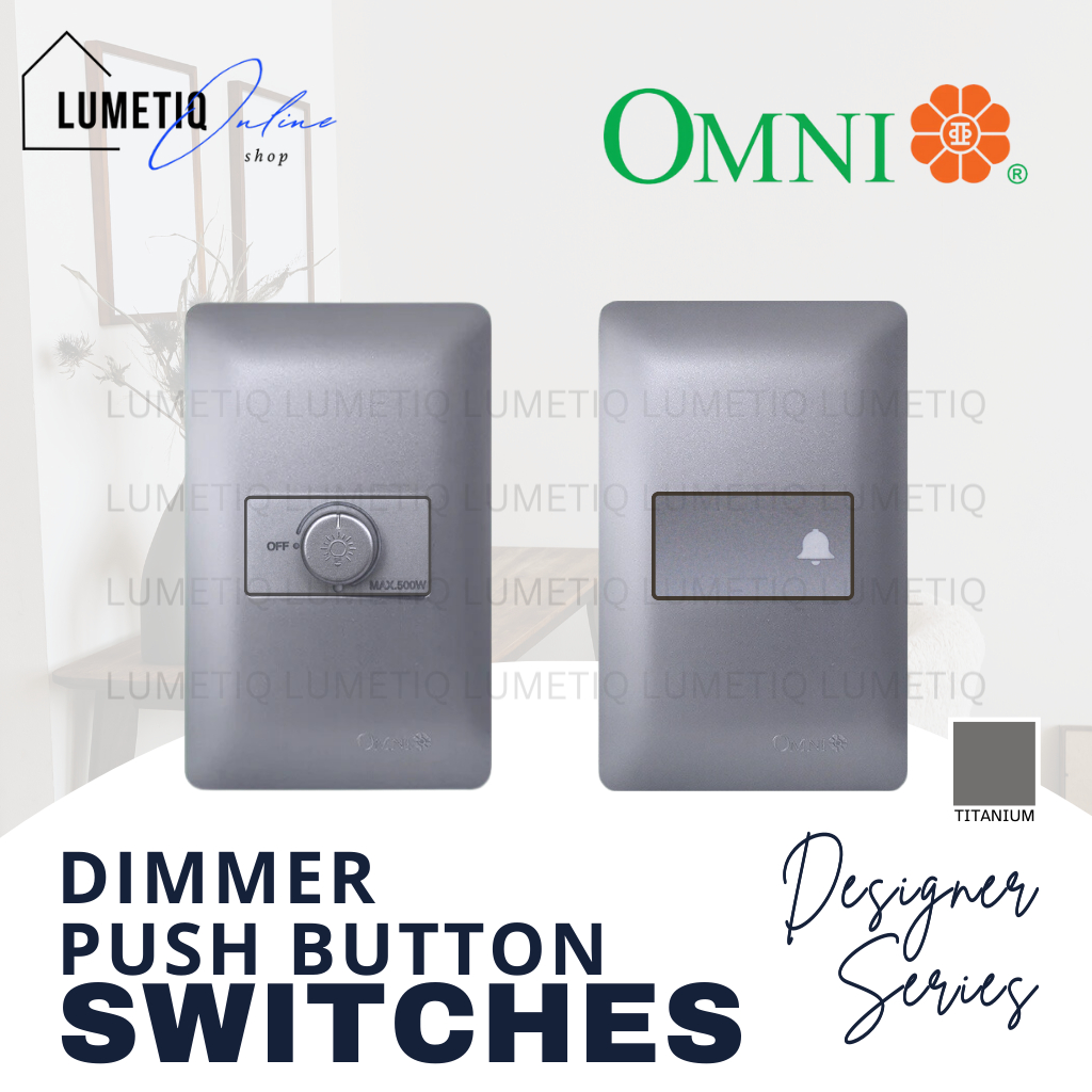Omni Designer Series Titanium Color Dimmer & Push Button Switch Set ...