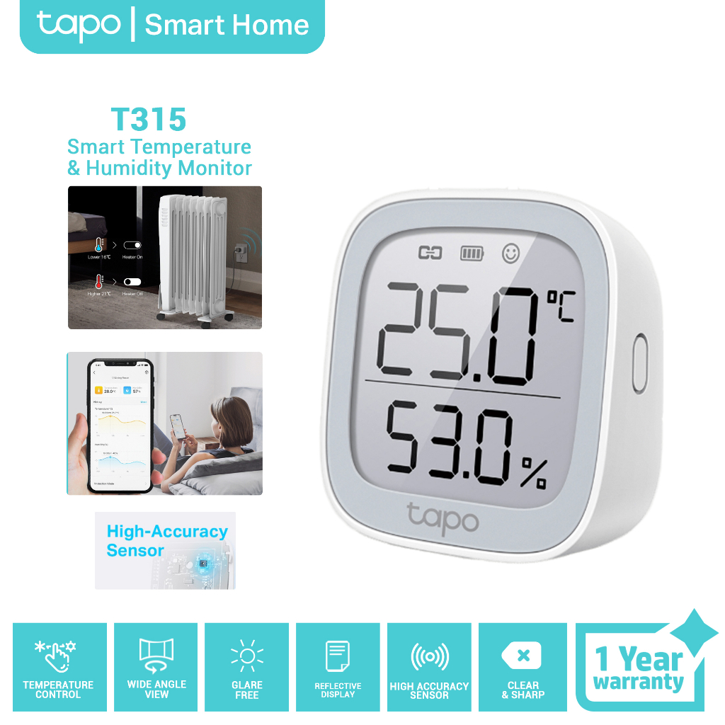 TP-Link Tapo T315 Real-Time Accurate Monitoring Smart Temperature ...
