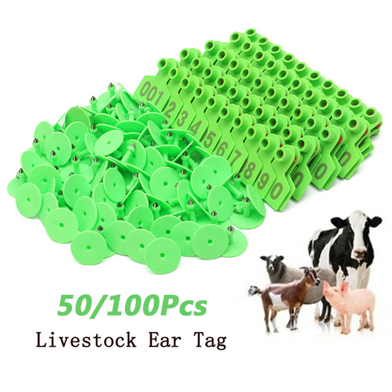 100Pcs Plastic Livestock Ear Tags Farm Animal Tags ID Tags for Cow ...